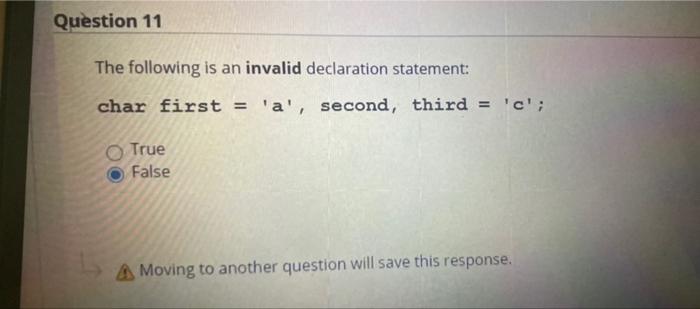Solved The following is an invalid declaration statement: | Chegg.com