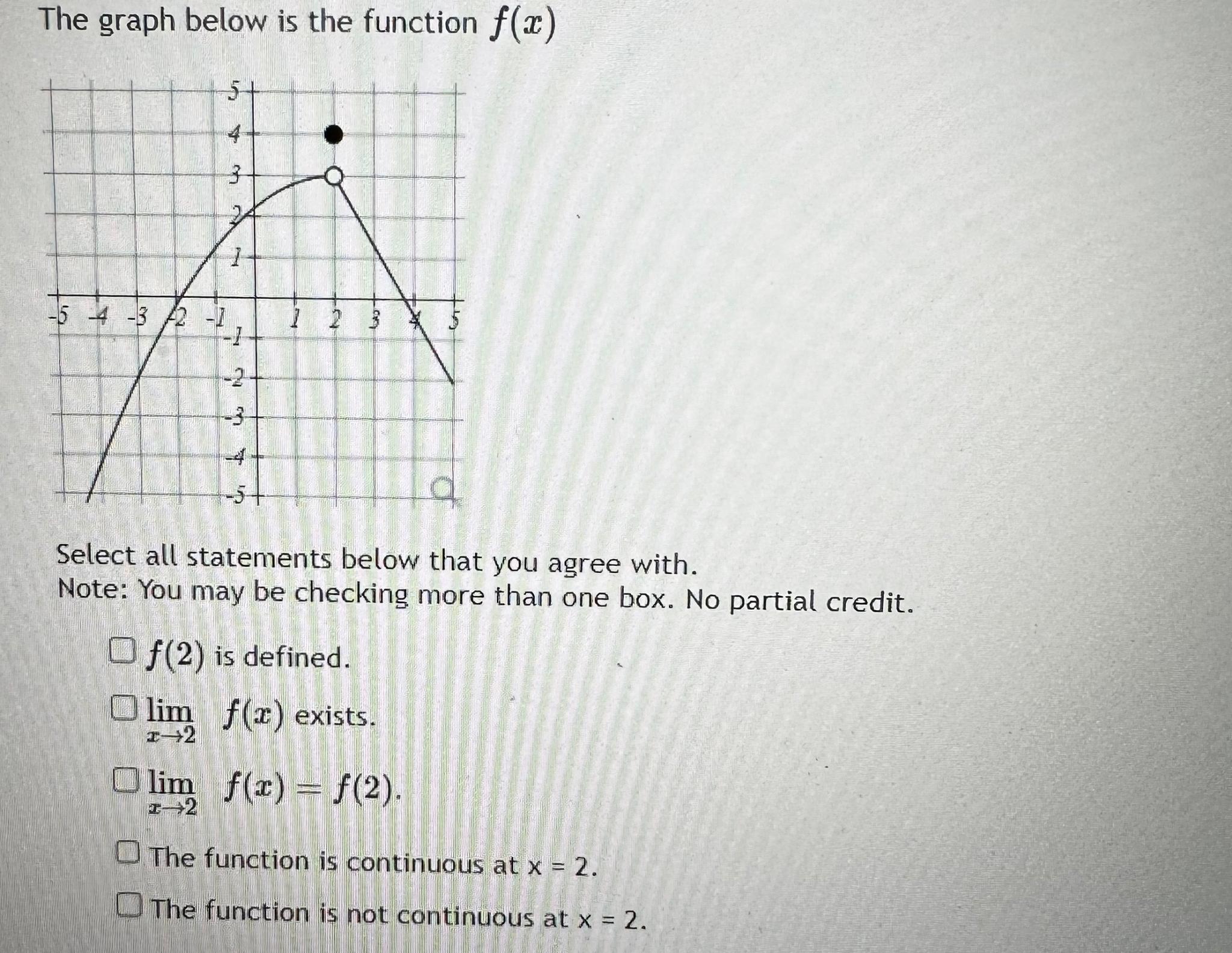 Solved The graph below is the function f(x)Select all | Chegg.com