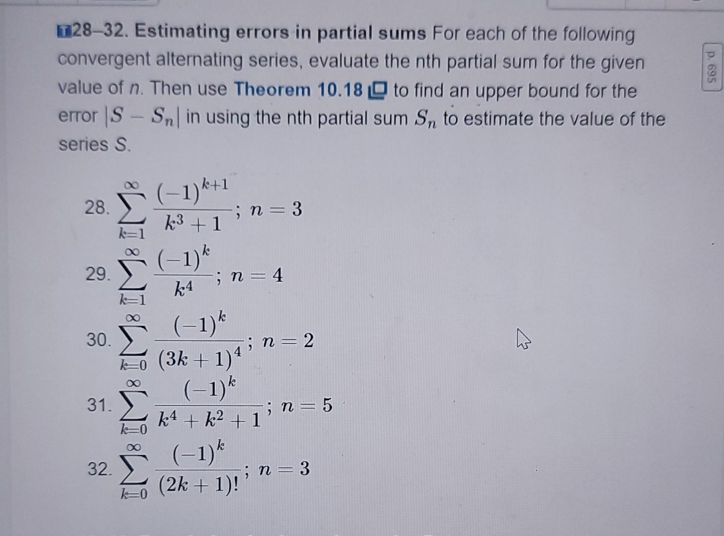 Solved D 505 T28 32 Estimating Errors In Partial Sums For