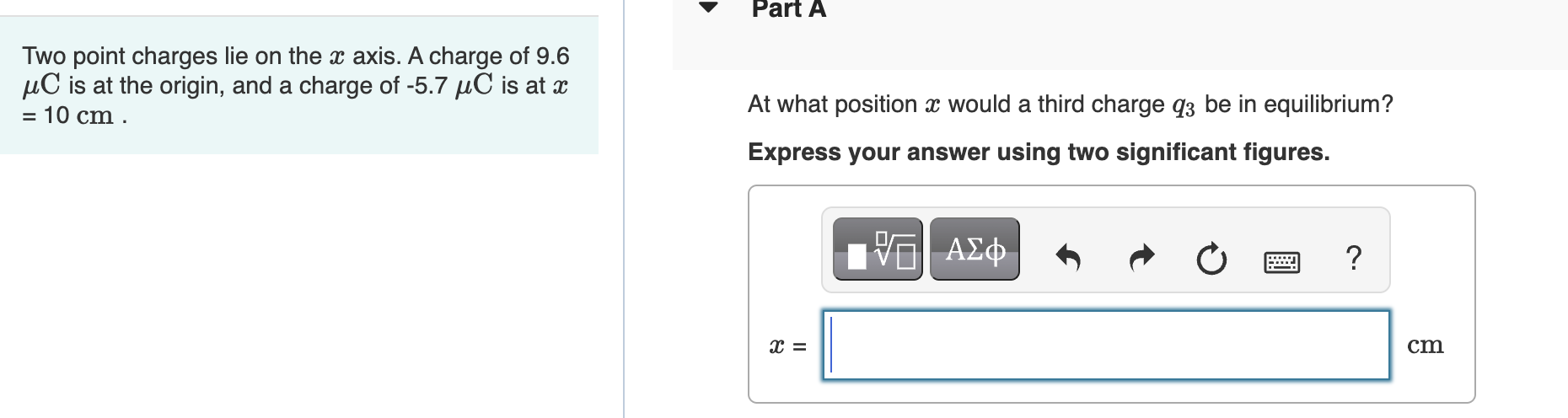 Solved Two point charges lie on the x ﻿axis. A charge of | Chegg.com