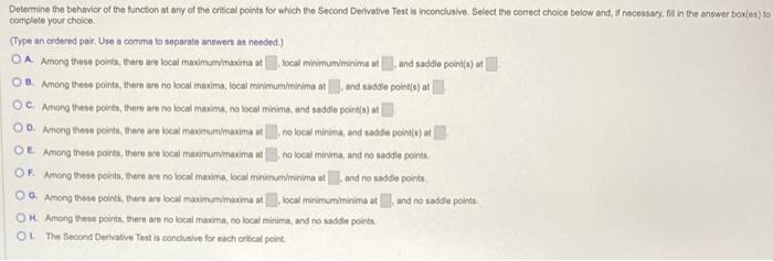 Solved Find the critical points of the following function. | Chegg.com