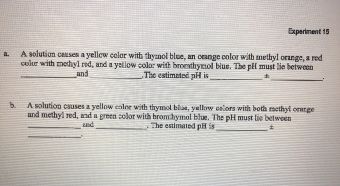 Solved Experiment 15 a. A solution causes a yellow color | Chegg.com