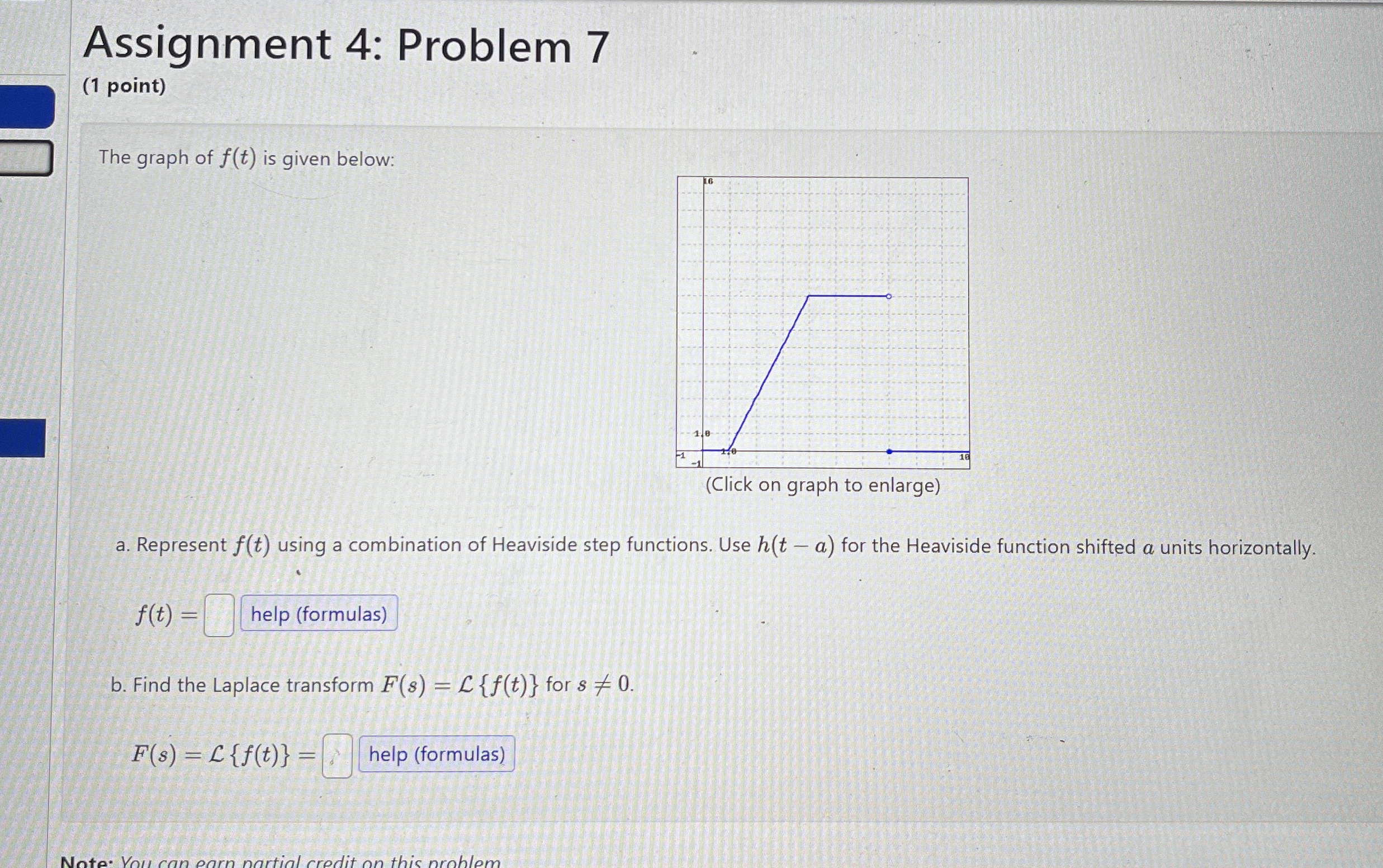 Solved Assignment 4: Problem 7(1 ﻿point)The graph of f(t) | Chegg.com