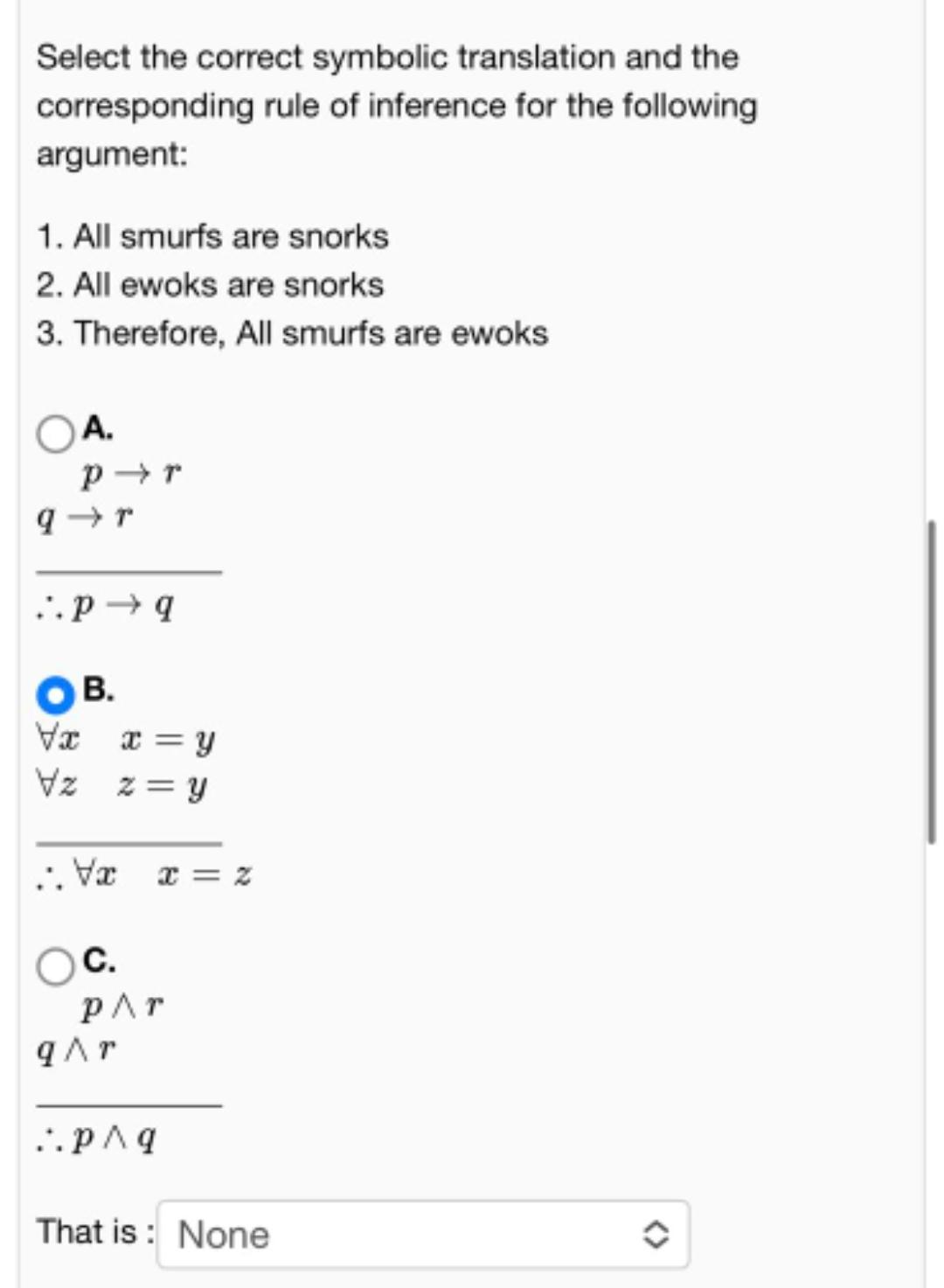 Solved Select the correct symbolic translation and the | Chegg.com