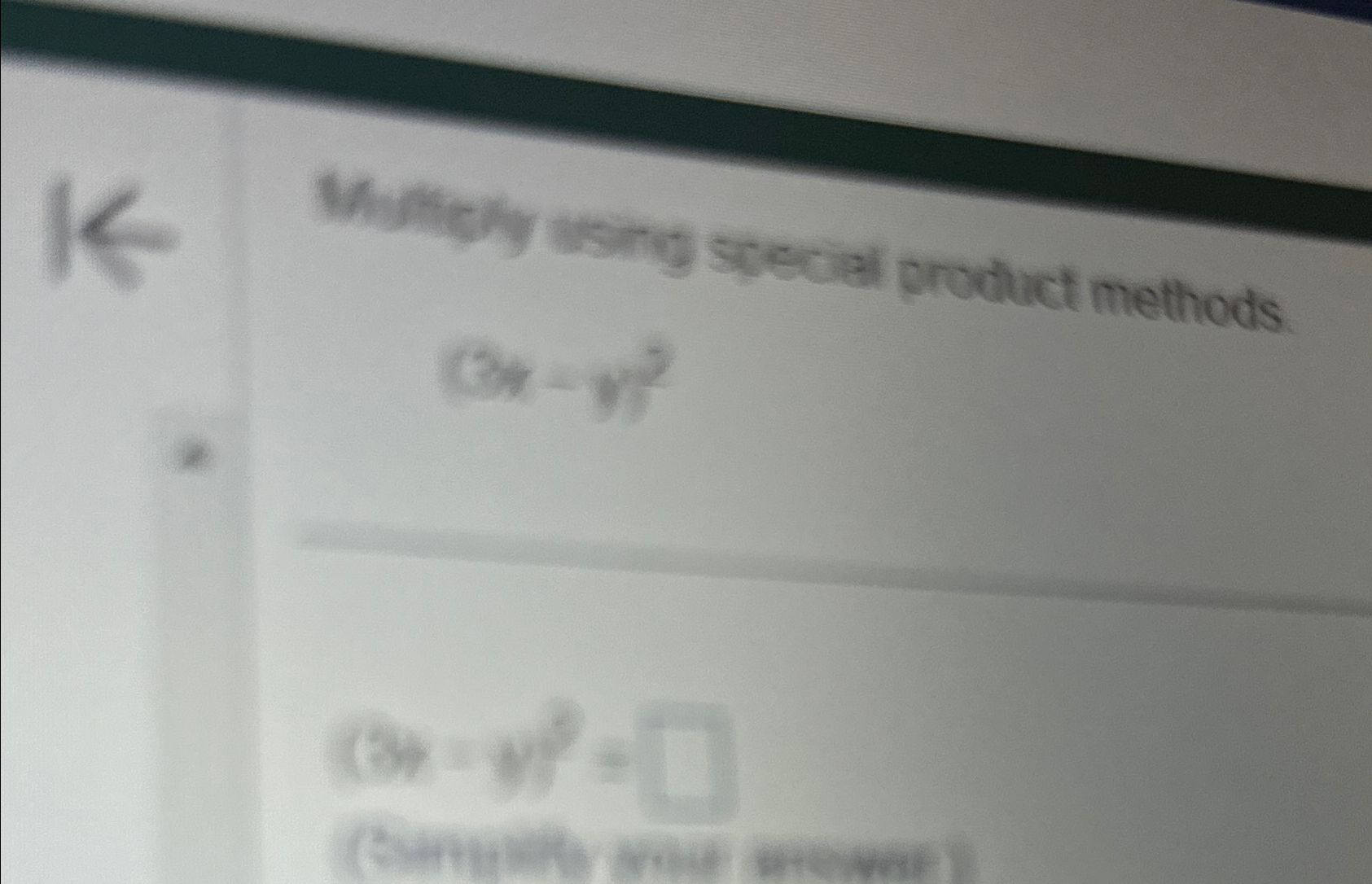 Solved Multiply using special product methods(3x-y)2(3-y)2= | Chegg.com