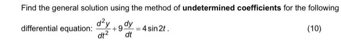 Solved Find the general solution using the method of | Chegg.com