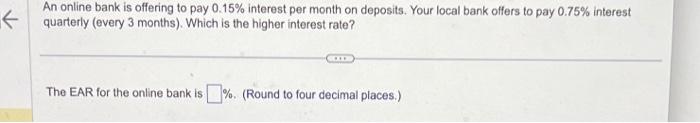 Solved An online bank is offering to pay 0.15% interest per | Chegg.com