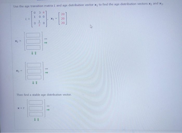Solved Use the age transition matrix L and age distribution | Chegg.com