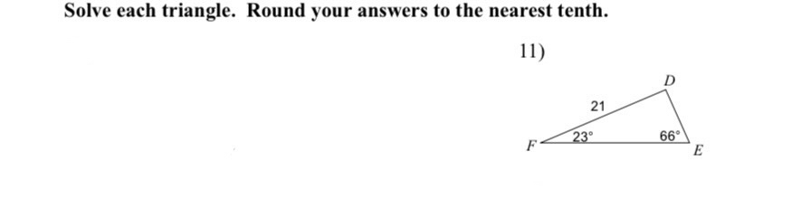 Solved Solve each triangle. Round your answers to the | Chegg.com