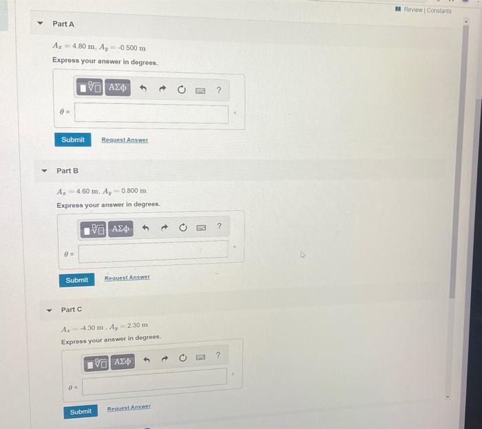 Solved Review Constants Part A Az = 4.80 m. A = -0.500 m | Chegg.com