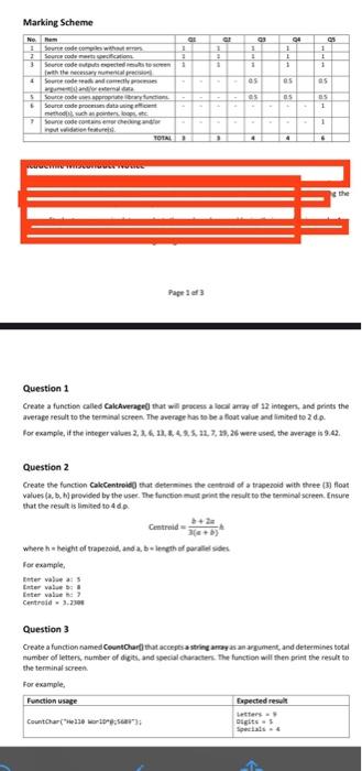 Solved Marking Scheme Papt 1 at 3 Question 1 Create a | Chegg.com