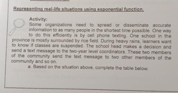 Solved Representing real-life situations using exponential | Chegg.com