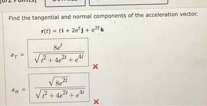 Solved Find the tangential and normal components of the | Chegg.com
