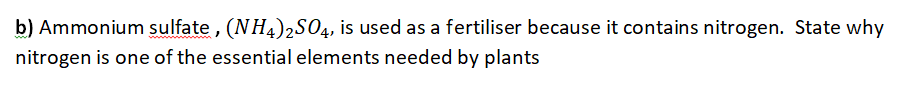 Solved b) ﻿Ammonium sulfate, (NH4)2SO4, ﻿is used as a | Chegg.com