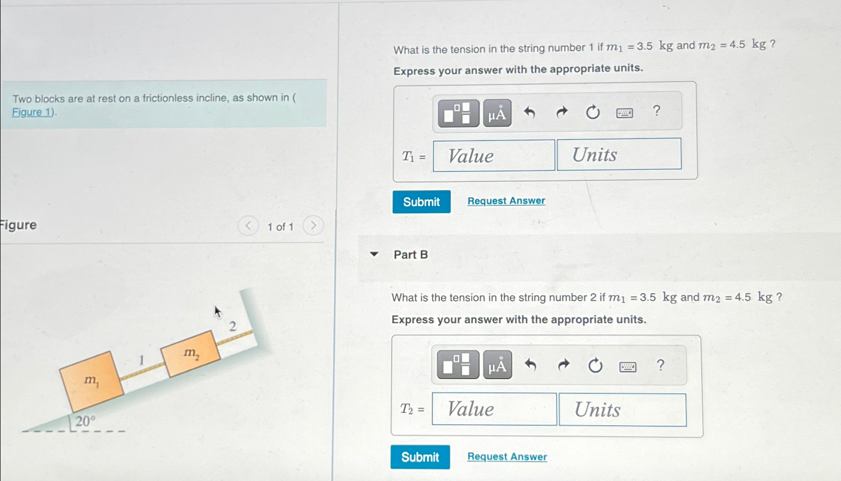 Solved What is the tension in the string number 1 ﻿if | Chegg.com