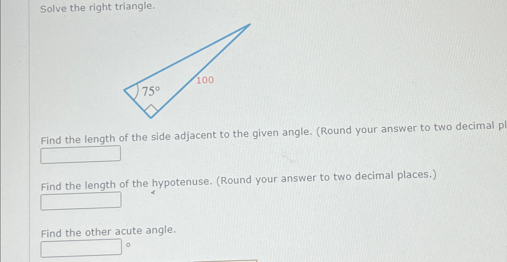 Solved Solve the right triangle.Find the length of the side | Chegg.com