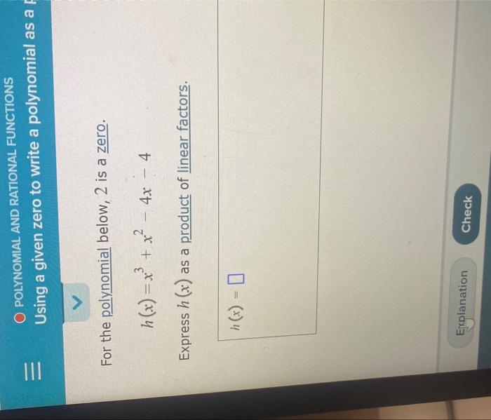 Solved POLYNOMIAL AND RATIONAL FUNCTIONS Using a given zero | Chegg.com Solved POLYNOMIAL AND RATIONAL FUNCTIONS Using a given zero | Chegg.com