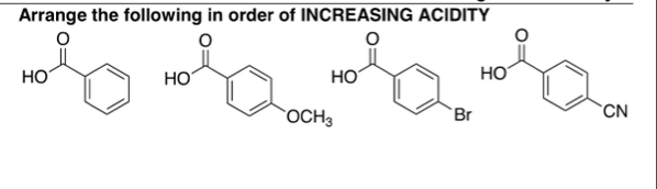 Solved Arrange the following in order of INCREASING ACIDITY | Chegg.com