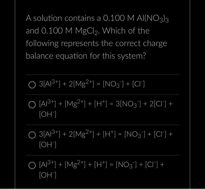 Solved A solution contains a 0.100MAl(NO3)3 and 0.100MMgCl2. | Chegg.com