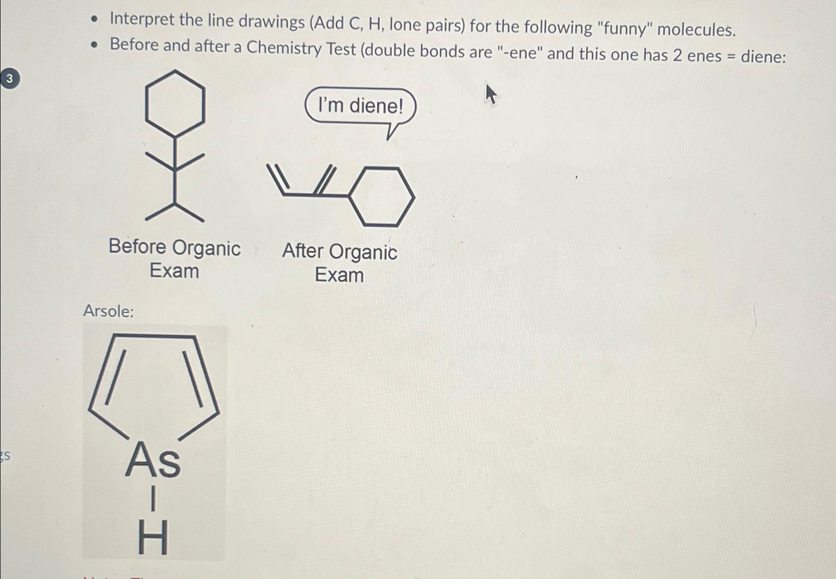 Interpret the line drawings (Add C, ﻿H, ﻿lone pairs) | Chegg.com