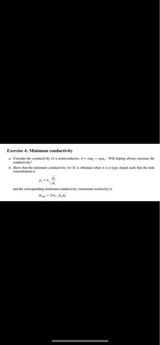 Solved Exercise 4: Minimum conductivity Consider the | Chegg.com