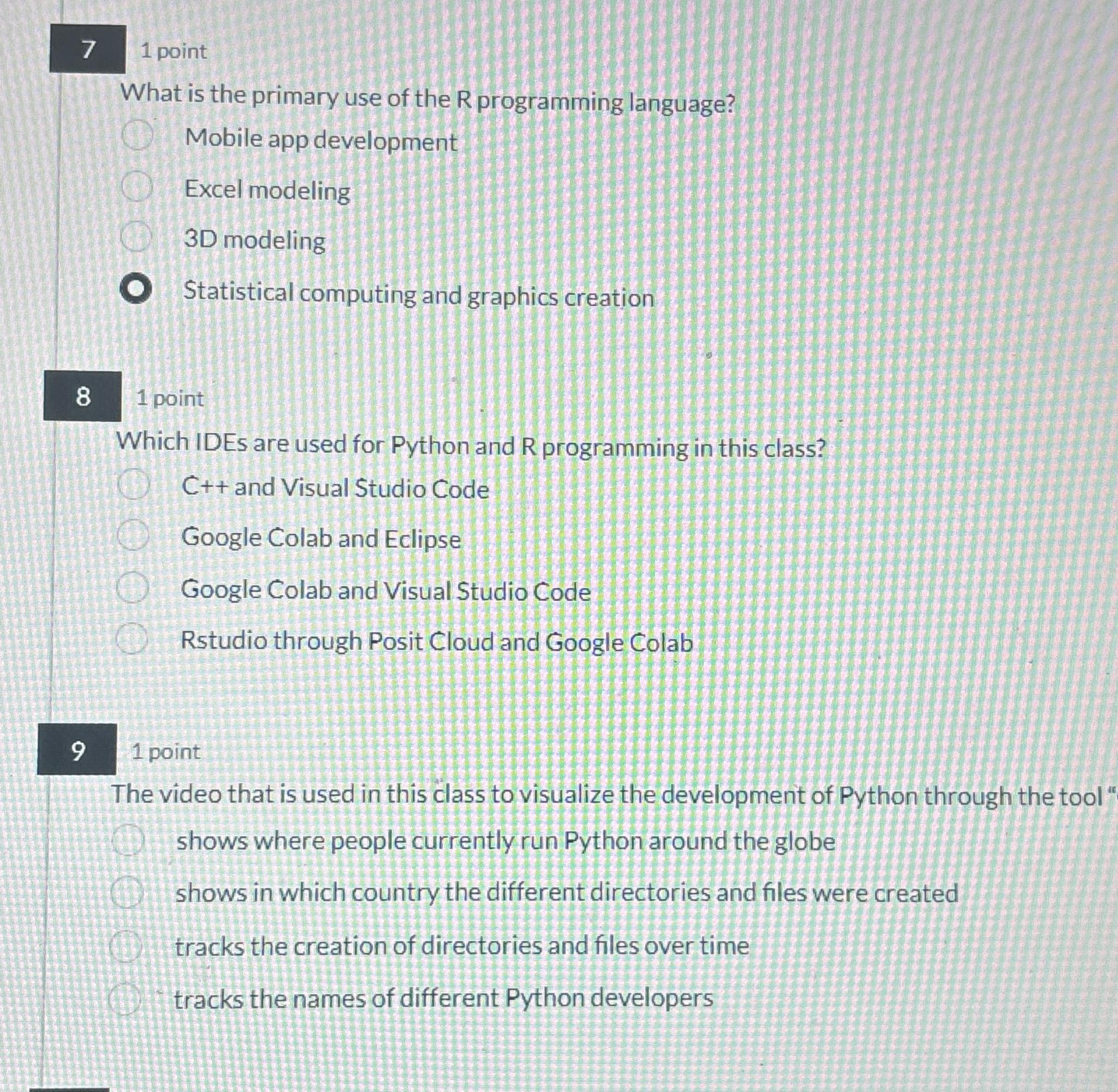 Solved 71 ﻿pointWhat is the primary use of the R programming | Chegg.com