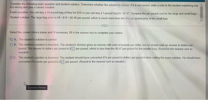 Solved Consider the following exam question and student | Chegg.com