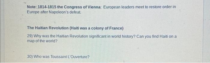 Note: 1814−1815 the Congress of Vienna: European | Chegg.com