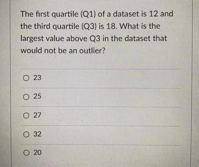 Solved The first quartile (Q1) of a dataset is 12 and the | Chegg.com