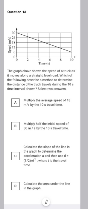 Solved Question 13 Speed (m/s) 6 Time (S) 8 10 The graph | Chegg.com