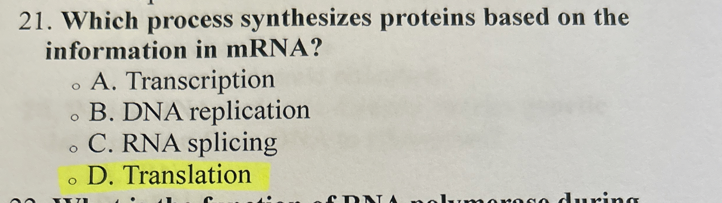 Solved Which process synthesizes proteins based on | Chegg.com