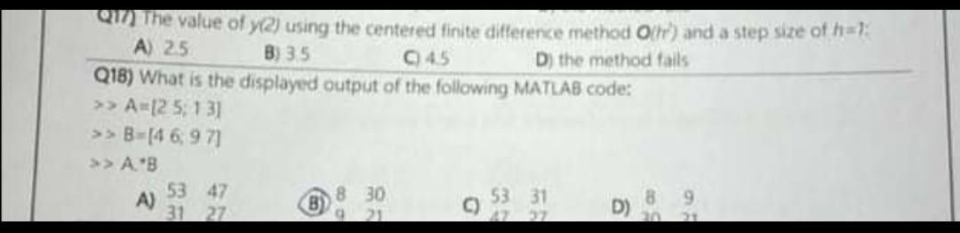 Solved Q17 The Value Of Y 2 Using The Centered Finite