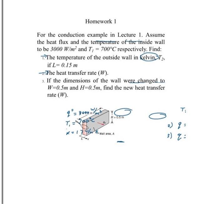 Homework 1 For the conduction example in Lecture 1. | Chegg.com