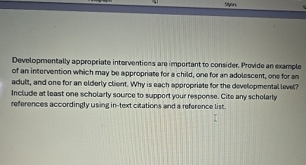 Solved Developmentally appropriate interventions are | Chegg.com