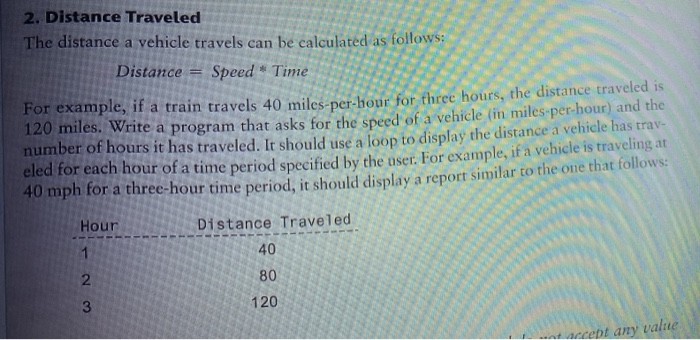 Solved 2. Distance Traveled The distance a vehicle travels | Chegg.com