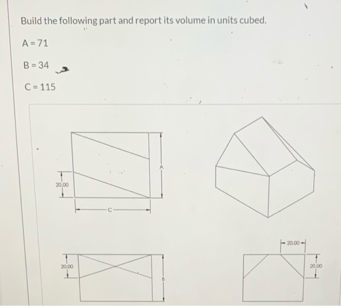 Solved Build the following part and report its volume in | Chegg.com
