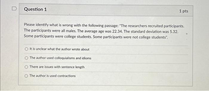 Solved Please identify what is wrong with the following | Chegg.com