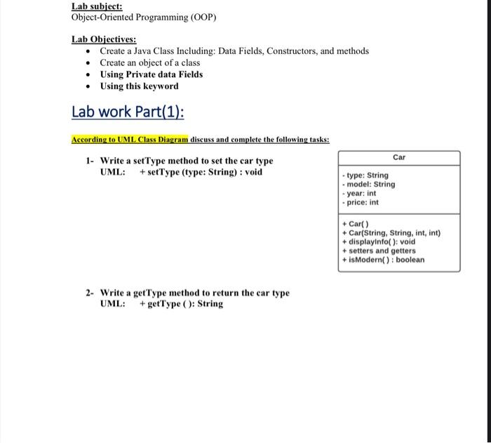 Solved Lab Objectives Create A Java Class Including Data 