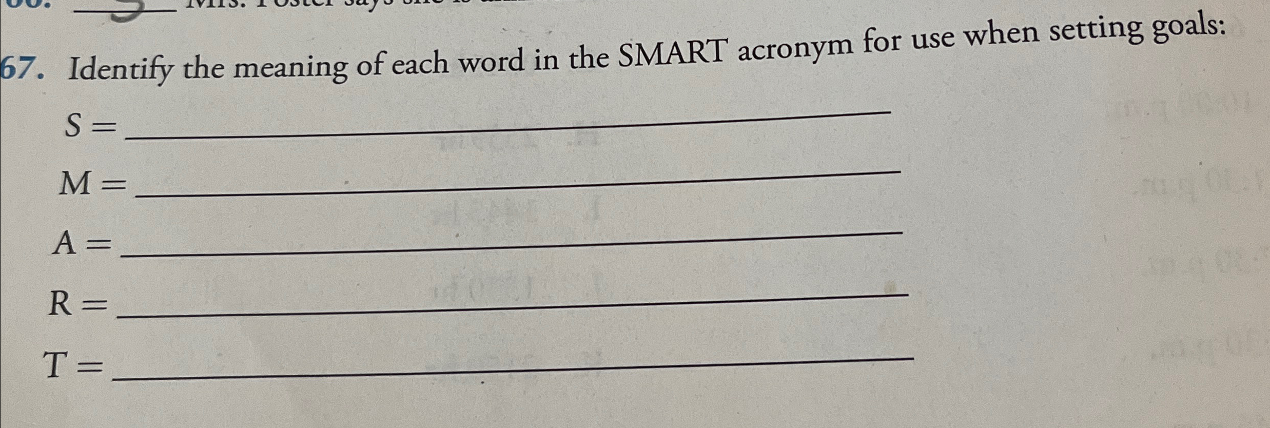 Solved Identify the meaning of each word in the SMART | Chegg.com