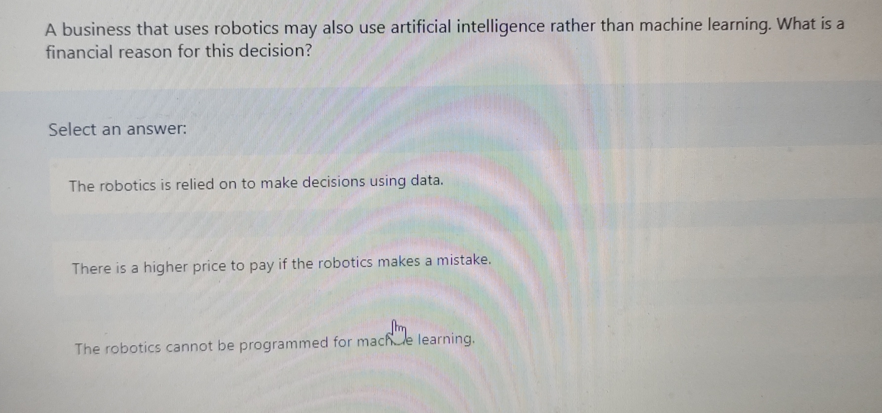 Solved A business that uses robotics may also use artificial | Chegg.com