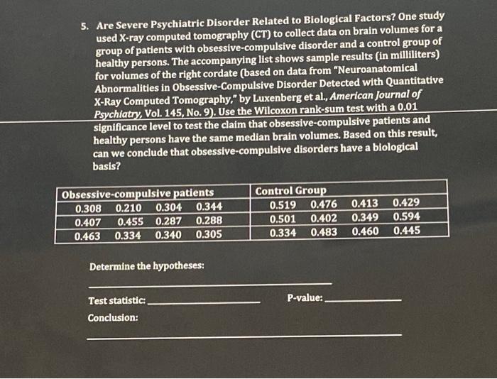 Solved 5. Are Severe Psychiatric Disorder Related to | Chegg.com