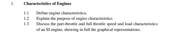 Solved 1. Characteristics of Engines 1.1 Define engine | Chegg.com