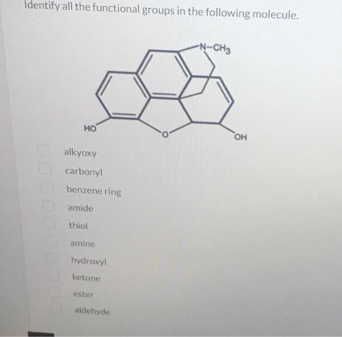 Solved Identify all the functional groups in the following | Chegg.com