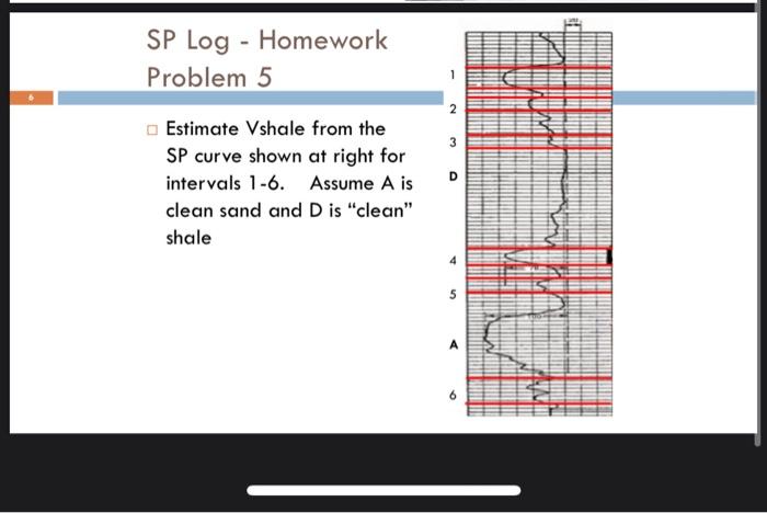 Solved SP Log - Homework Problem 5 2 3 Estimate Vshale from | Chegg.com
