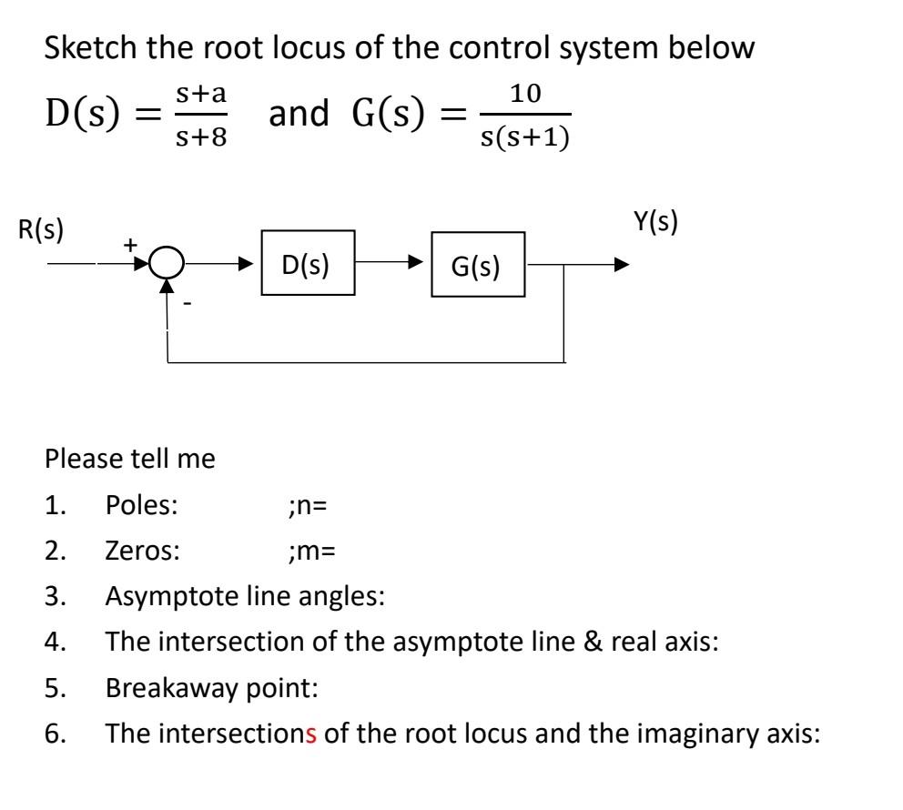 Solved Sketch the root locus of the control system below | Chegg.com