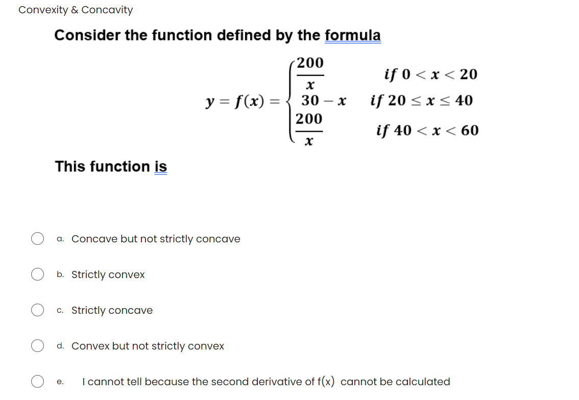 Solved Convexity And Concavityconsider The Function Defined By