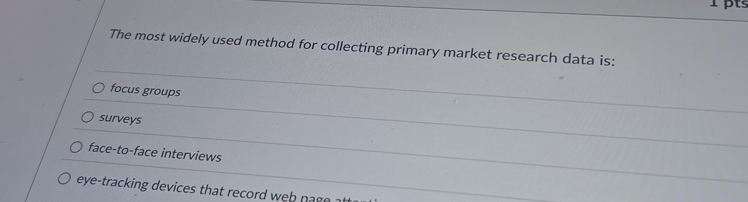 Solved The most widely used method for collecting primary | Chegg.com