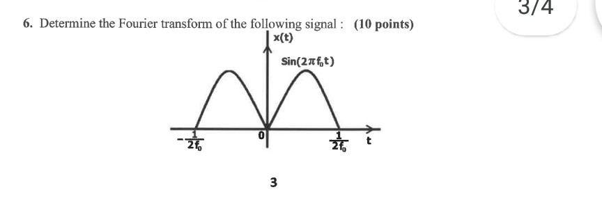 Solved 3/4 6. Determine the Fourier transform of the | Chegg.com