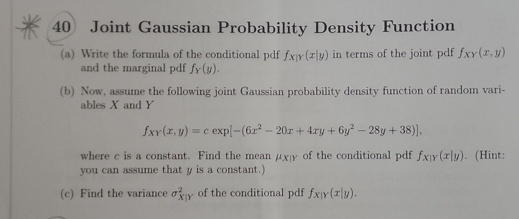 Solved 0 Joint Gaussian Probability Density Function (a) | Chegg.com