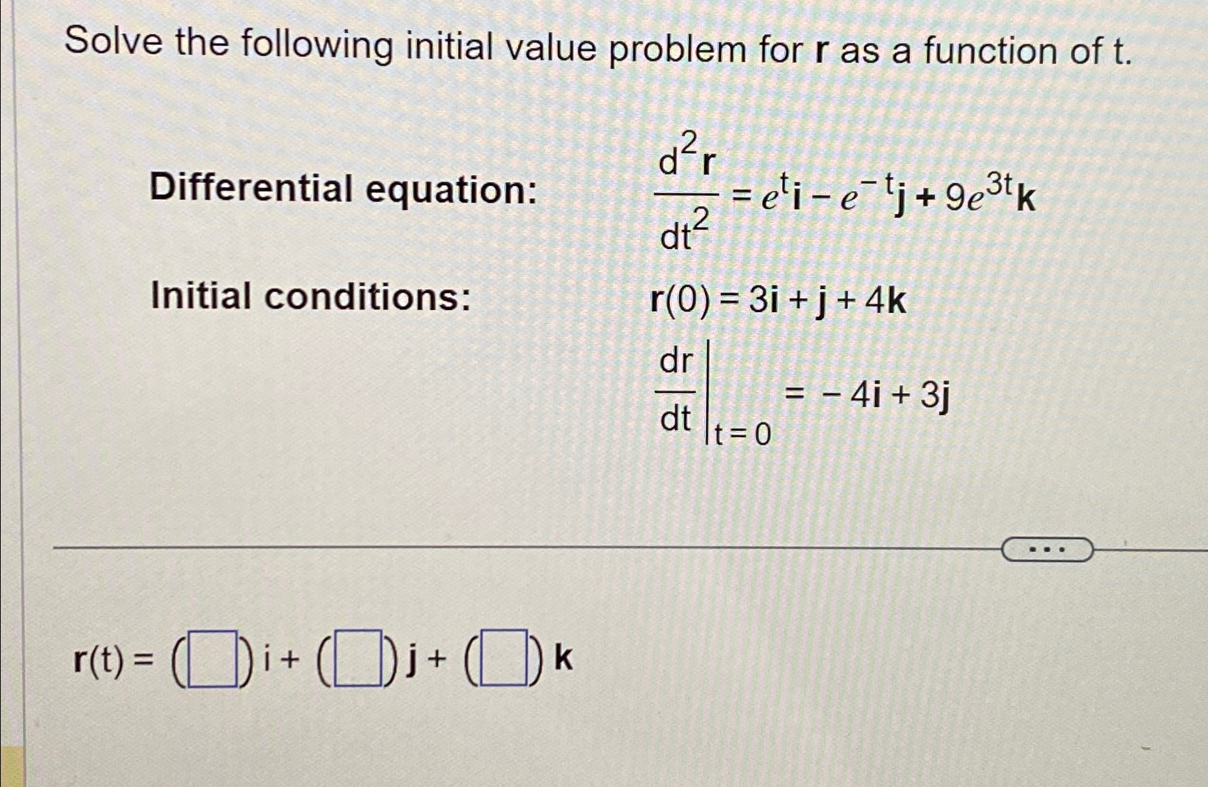 Solved Solve the following initial value problem for r ﻿as a | Chegg.com